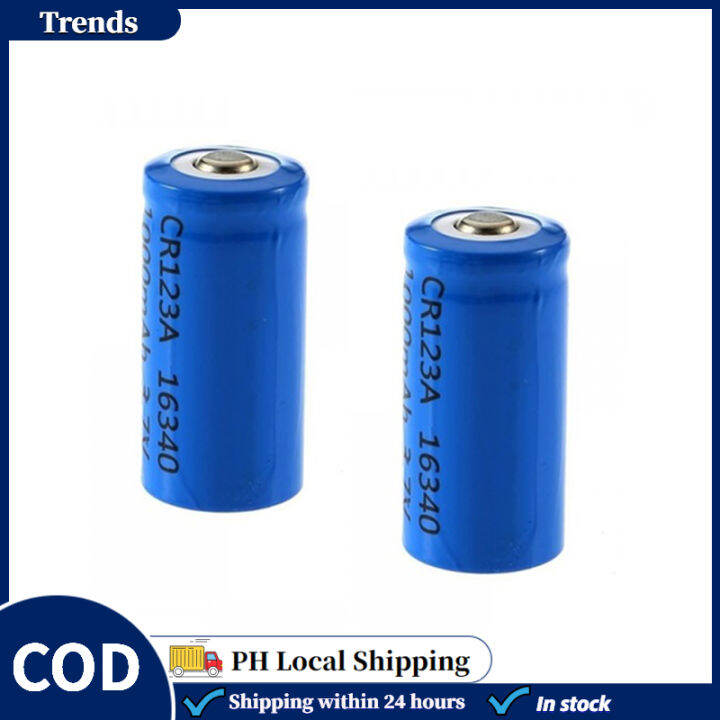 16340 Li-ion Rechargeable Batteries 2pcs 3.7V Strong Flashlight ...