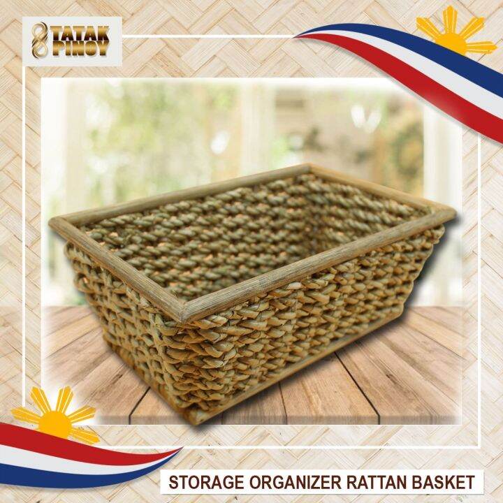 TATAK PINOY Rattan Basket Storage Baskets Shelf Organizer Container ...