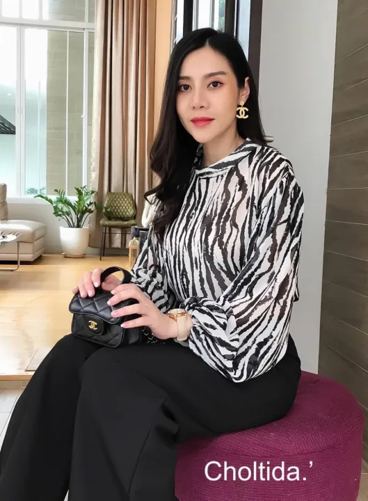 เสื้อ CHOLTIDA เสื้อ Zeebra chefon top 🦓 เสื้อชีฟองแขนสม๊อค เนื้อผ้าชีฟองเนื้อทรายนำเข้างานผ้า ...