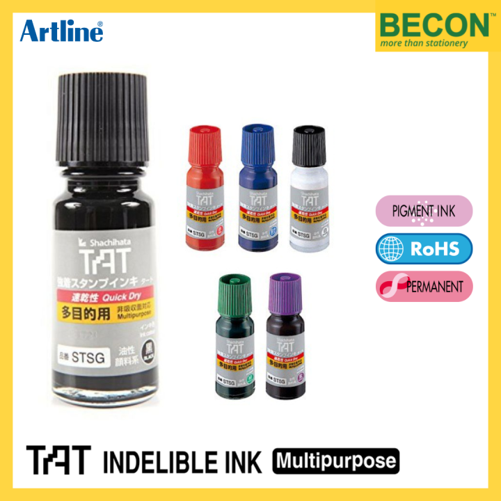 Artline TAT Ink Shachihata STSG-1 55cc [ Black / Blue / Red / Green / White ] | Lazada
