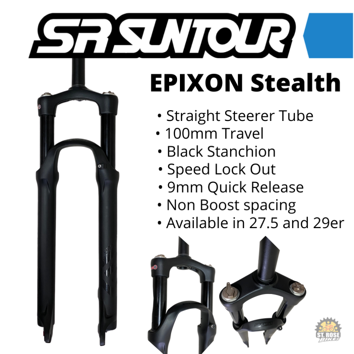 Sr Suntour EPIXON Stealth Super Black 100mm Travel 27.5 / 29er Straight ...