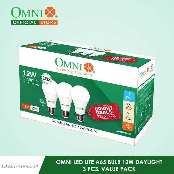 OMNI LED LITE A65 Bulb 12W Daylight 3 PCS. VALUE PACK - LLA65E27-12W-DL ...