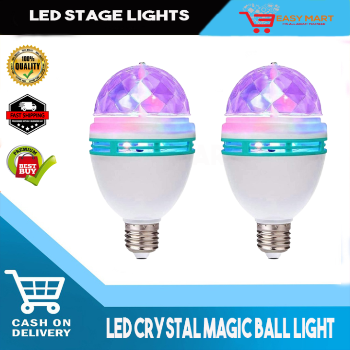 EASYMART 2 pcs. Christmas Light 3W E27 RGB Led Coloured BulbLED Mini DiscoDisco Bulb DISCO LED ...