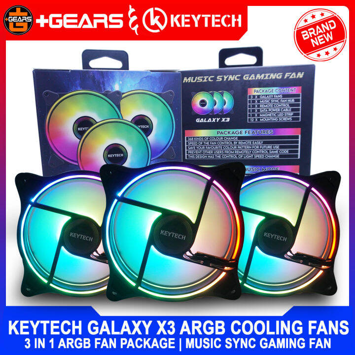 Keytech Galaxy X3 ARGB Cooling Fans 3 in 1 ARGB Cooling Fan Music Sync ...