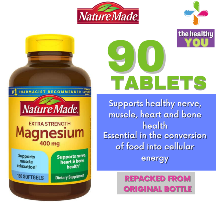 90 Softgels - Nature Made Extra Strength Magnesium 400 mg | Lazada PH