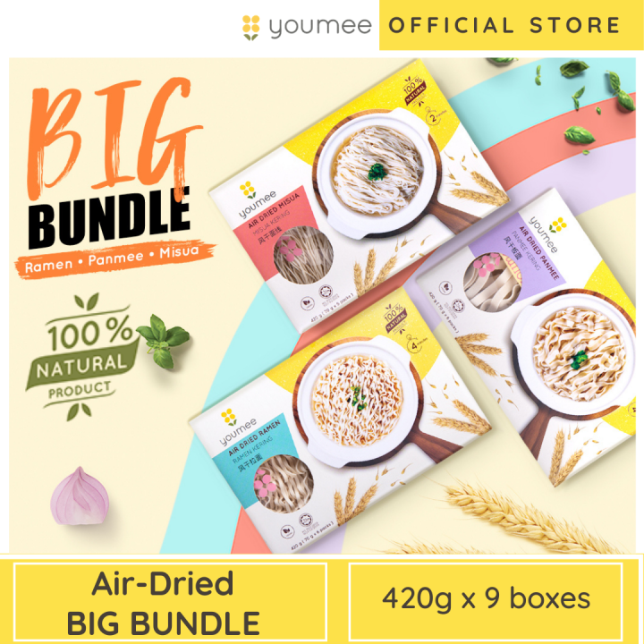 Youmee Big Bundle Mix Air-Dried Noodles (9 Boxes) - All Natural (Halal ...