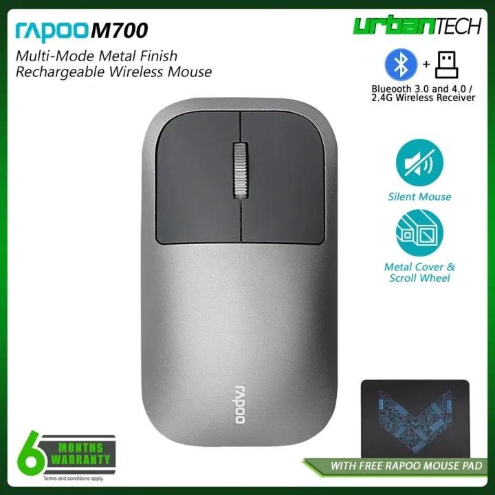 RAPOO M700 Rechargeable Multi-mode Metal Finish Wireless Bluetooth 5.0 ...