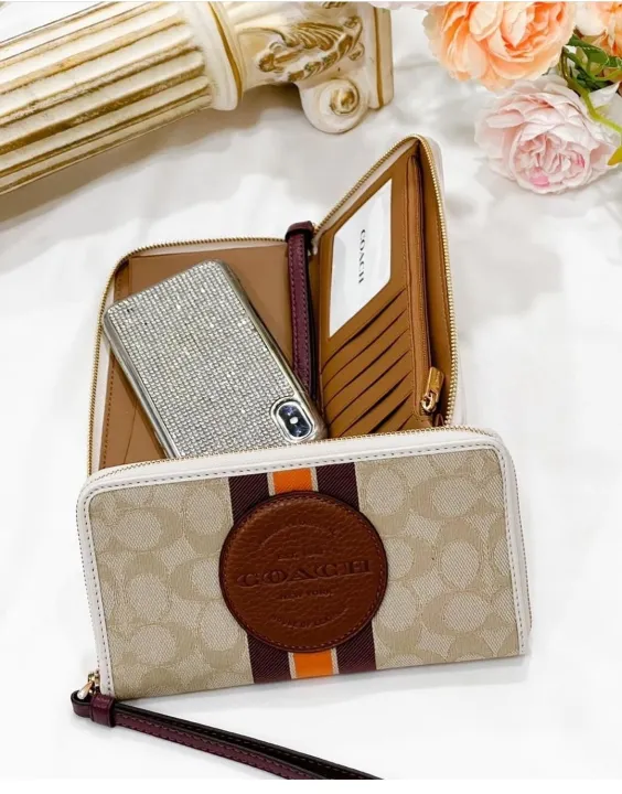 Original Coach Dempsey Large Phone Wallet In Signature Jacquard With ...