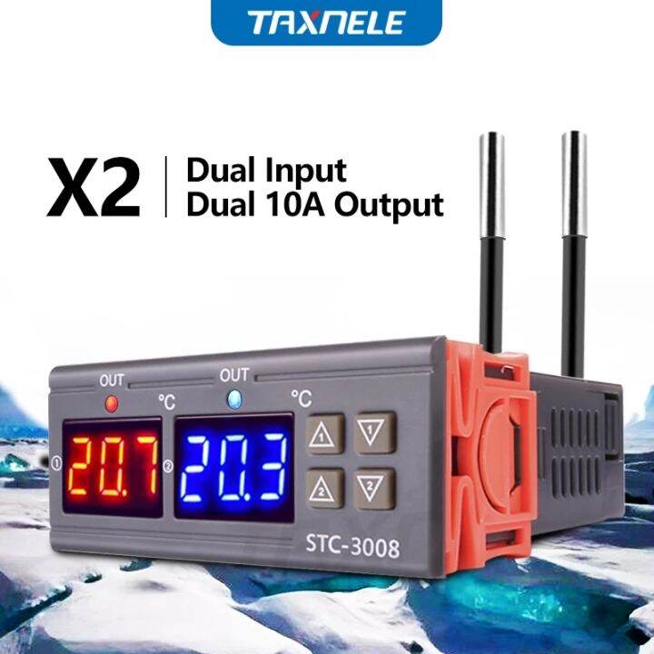 STC-3008 Dual Digital Temperature Controller Two Relay Output 12V 24V 220V Thermoregulator ...