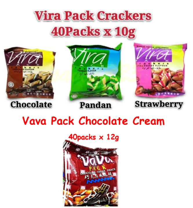 [Vira Crackers (10g x 40 Packs) - Chocolate / Strawberry / Pandan ...