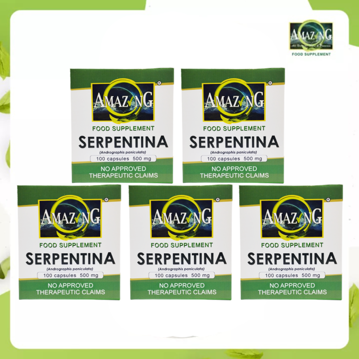 Amazing Food Supplement Serpentina 500mg Capsules BOX of 100 Set of 5 ...