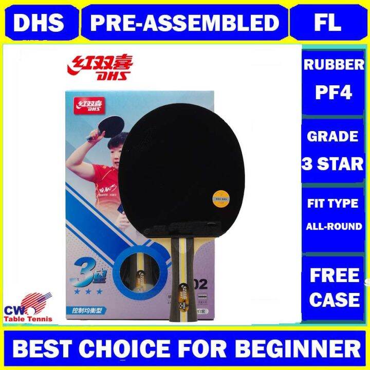 DHS Racket 3002 Ready Make Table Tennis Racket PING PONG KAYU Shakehand FL TABLE TENNIS BLADE ...