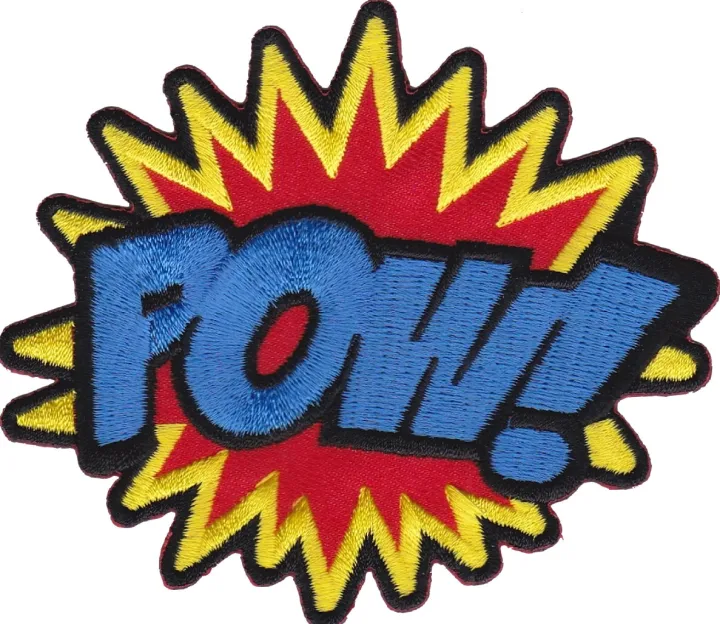 iron on patch Embroidery POW BAM KABOOM Superhero Comic Cartoon 10 cm ...