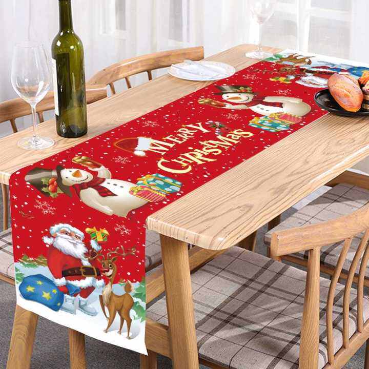 Merry Christmas Table Runner Santa Claus Table Runners | Lazada PH