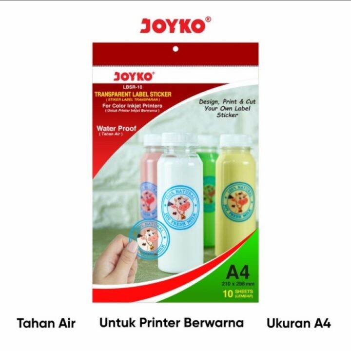 Sticker Label Transparant JOYKO isi10/Label Stiker Botol Kemasan Merek ...