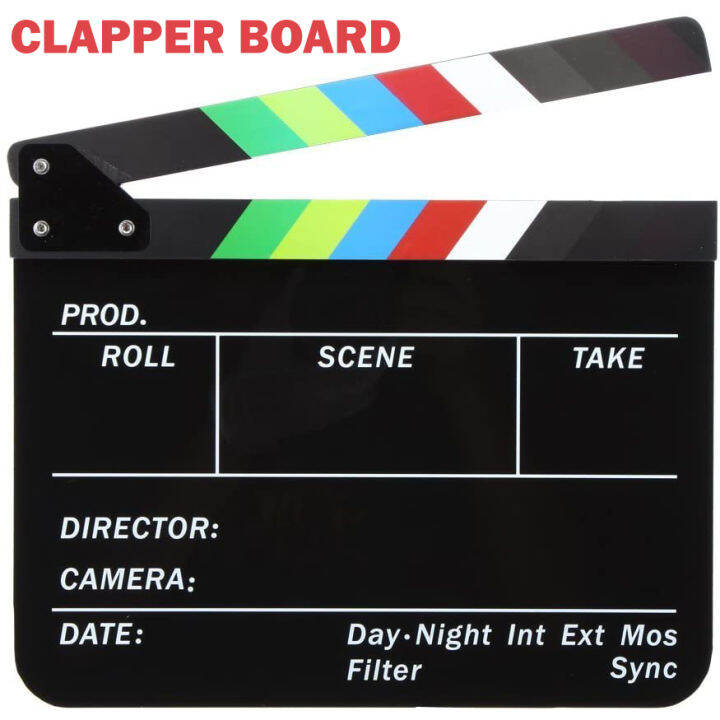 Papan Action Professional Clapper Board Colorful Acrylic 30 x 24.5cm Perlengkapan Shooting Film ...