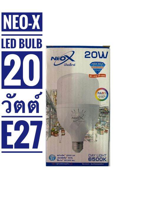 Neo-x หลอดไฟแอลอีดีบัลบ์นีโอเอ็กซ์ รุ่น LED Bulb High power Diamond ขนาด 20W E27 แสงเดย์ไลท์ และ ...