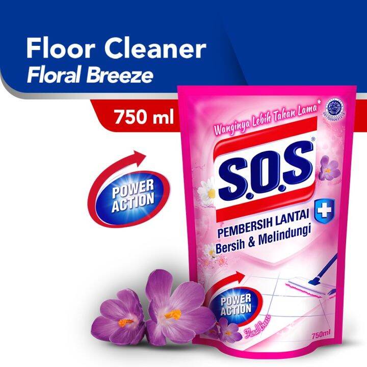 SOS Pembersih Lantai Pink Floral Refil 750 ML - SOS Floor Cleaner Pink ...