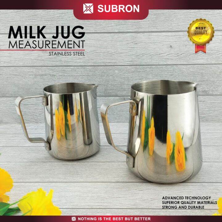 SUBRON Milk Jug Pitcher Latte Art Jug Polos 250ml 350ml Stainless Steel ...
