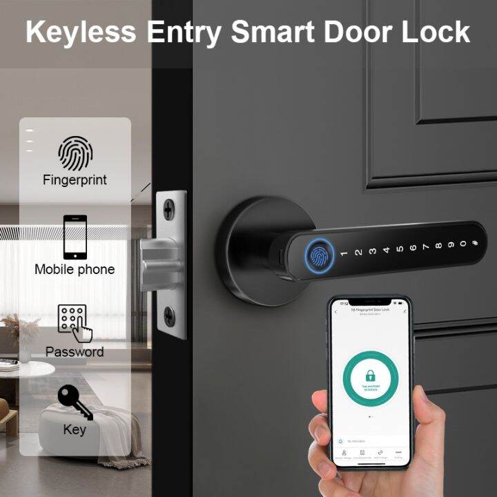 TUYA door knob fingerprint Smart Door Lock Electronic Digital Password ...
