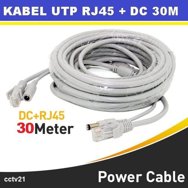 Kabel UTP 30 Meter Terpasang Konektor RJ45 dan Plugboot Pabrikan+ Jack ...