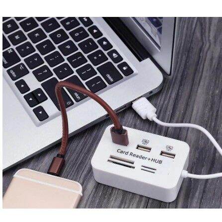 hot USB 2.0 3 Port Hub Card Reader with LED Indicator for PC | Lazada PH