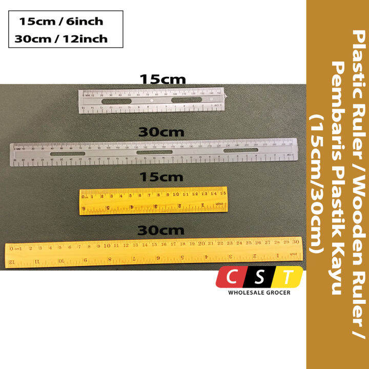 Plastic Ruler / Wooden Ruler / Pembaris Plastik Kayu / Measuring Ruler (15cm / 30cm) | Lazada