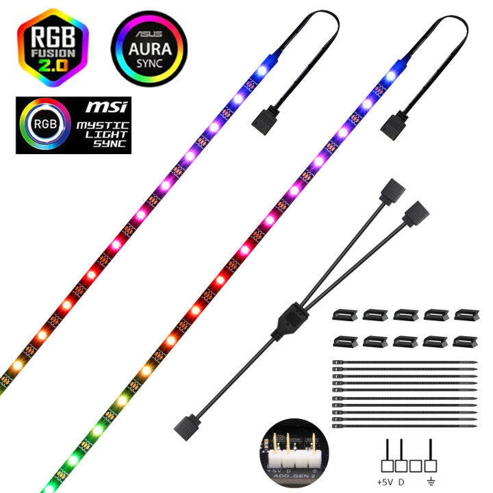 WS2812b Addressable Rainbow PC Digital LED Strip Tape for 5V 3pin ARGB ...