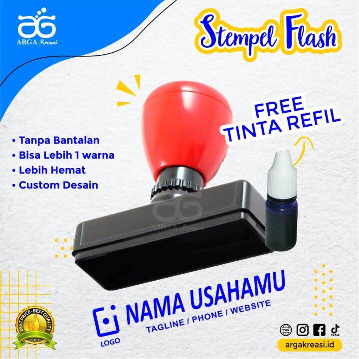 Stempel Logo Cap Custom Stempel Flash Otomatis Gratis Tinta Stempel ...