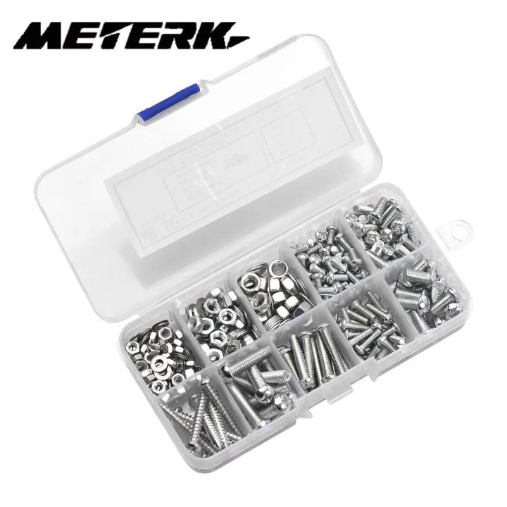 METERK ฮาร์ดแวร์ Fastener ชุดสกรูคละแบบตะปูเกลียวแบบขันเองน็อตและโบลต์ ...
