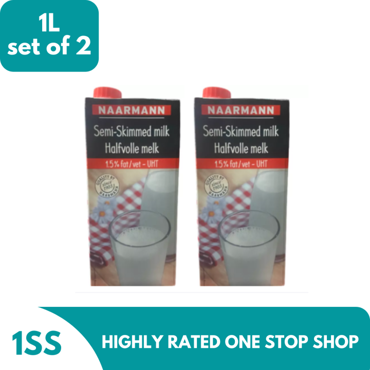 Naarmann Semi-Skimmed Milk Halfvolle Melk 1.5% fat/vet-UHT, 1L set of 2 ...