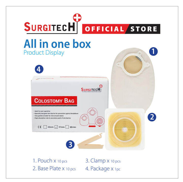 Surgitech Colostomy Bag 57mm (10PCS) | Lazada PH