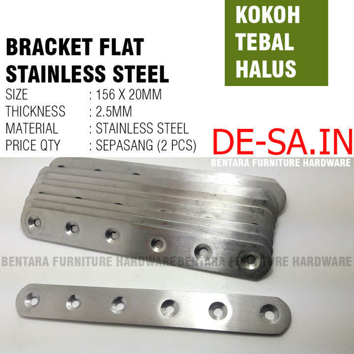 Plat Stainless Steel Oval 156MM x 20MM - Rata Lurus Bracket Flat Reparasi Joint Fixing Repair ...