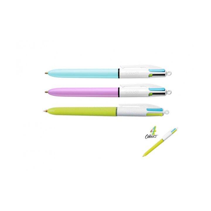 Bic Fun 1.0 mm 4 Color Pastel Ballpoint Pen Bolpen 4 Warna | Lazada ...