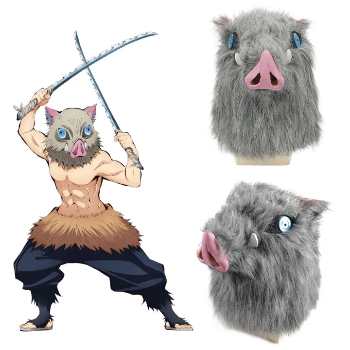 Hashibira Inosuke Cosplay Facepiece Anime Demon Slayer Pig Head Props ...