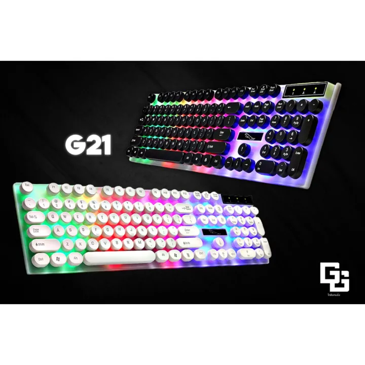 G21 Keyboard Vintage style RGB + Mouse RGB คีย์บอร์ดรูปทรงพิมพ์ดีด ปุ่ม ...