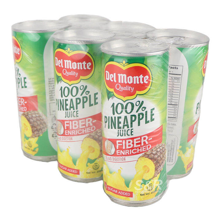 Del Monte 100% Fiber Pineapple Juice 6 x 220 mL | Lazada PH