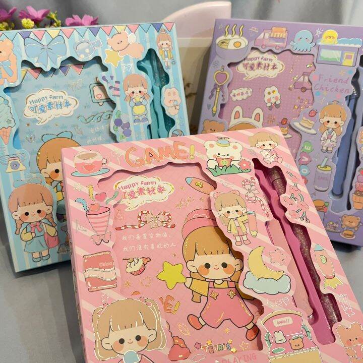 Paket sticker set motif cute girl gratis pulpen dan penjepit SZ-57 ...
