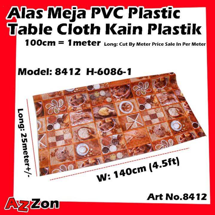 Alas Meja PVC Plastic Table Cloth Kain Plastik High: 140cm Long cut Per ...
