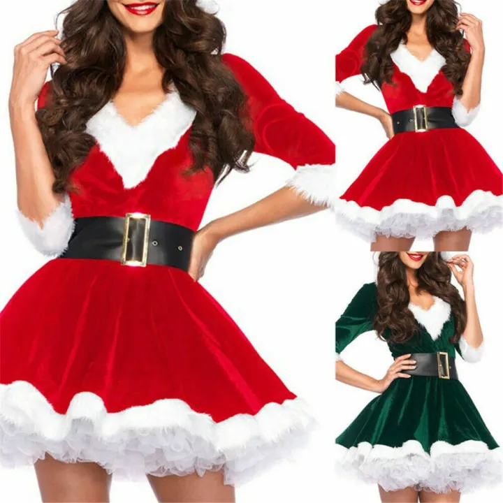 【Ready Stock/COD】Women's Santa Mini Dress Sweet Party Club Hooded ...