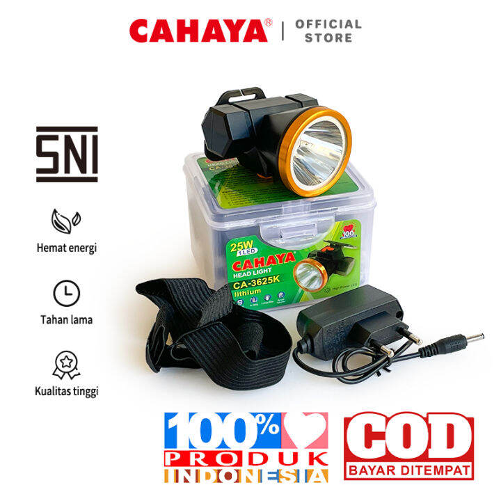 CAHAYA - Senter Kepala LED 20W/25W Putih/Kuning Rechargeable CA-3625P/K ...