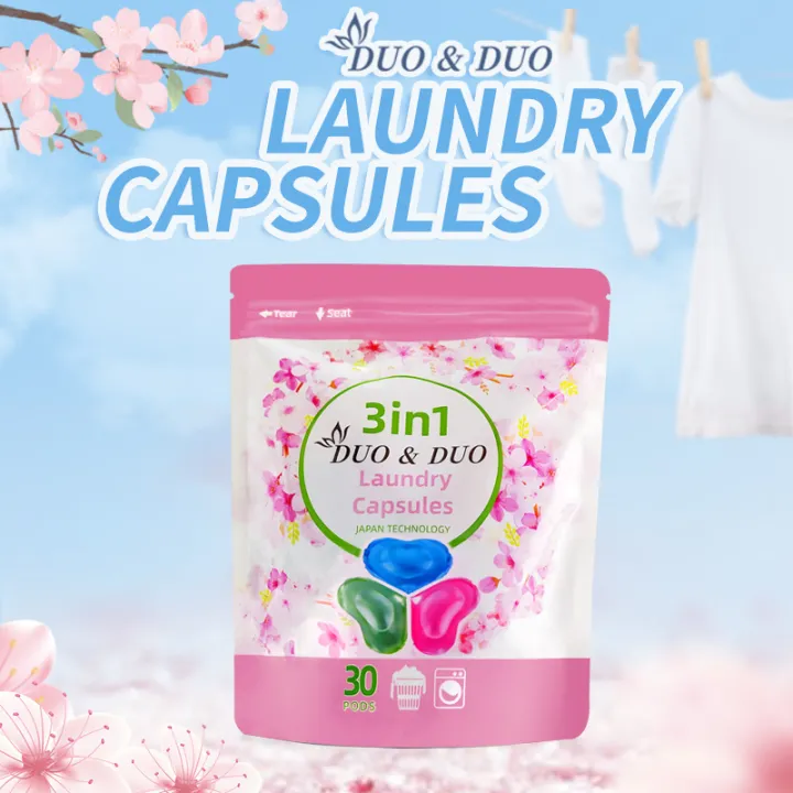 [DUO & DUO] 30 pods 3n1 Laundry Capsules Clover Shape Mix Scents Grape ...