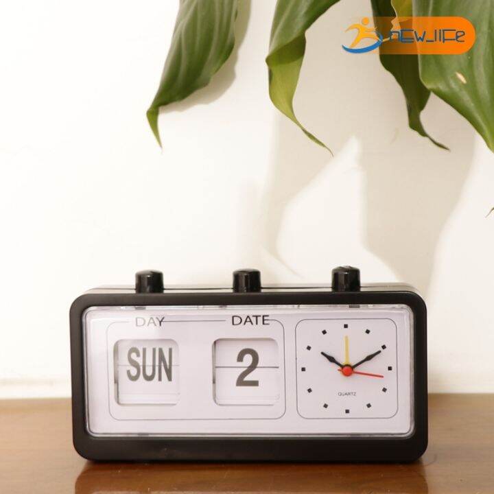 Retro Style Flip Clock Digtal Flip Day Date Time Display Clock White | Lazada PH