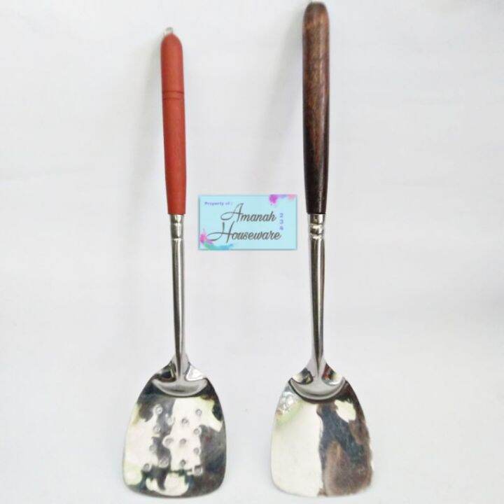 Sotil / Spatula Besar / Sodet Stainless Ukuran Besar Gagang Kayu ...