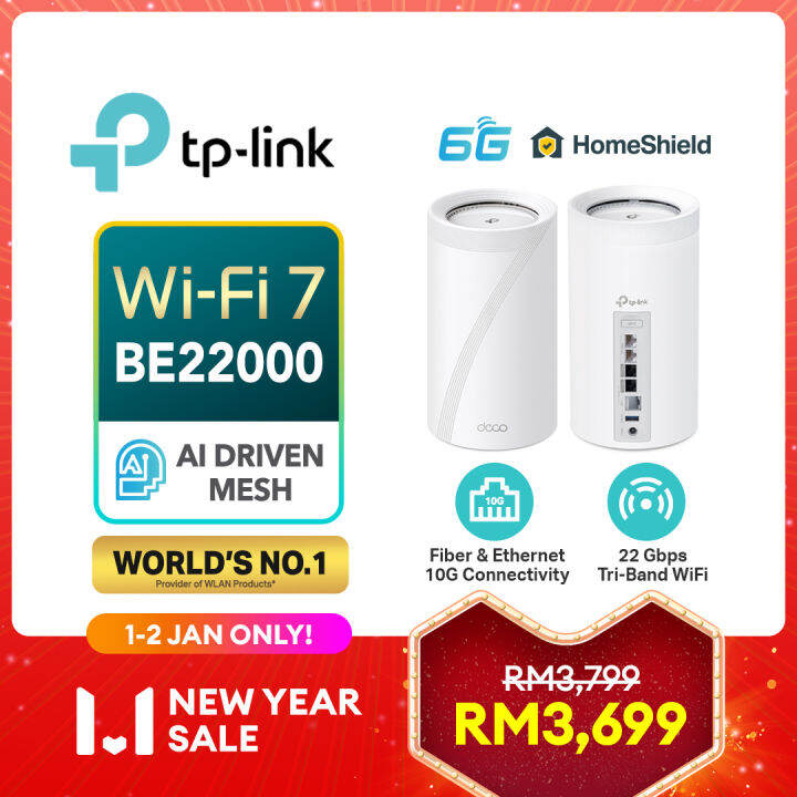 TP-Link BE22000 WiFi 7 Tri-Band Whole Home AI-Driven Mesh Wifi Router ...