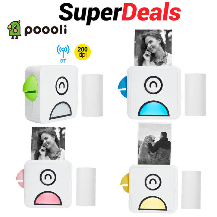 Poooli L1 Pocket Thermal Photo Printer 200dpi Portable BT Wireless Receipt Label Sticker Maker ...