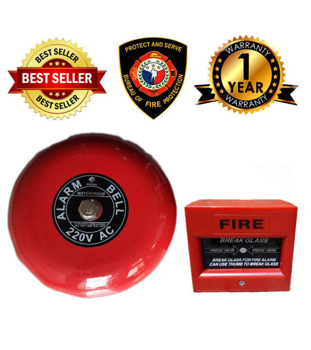 Fire Alarm Bell 6-inches with Break The Glass Switch 220v | Lazada PH