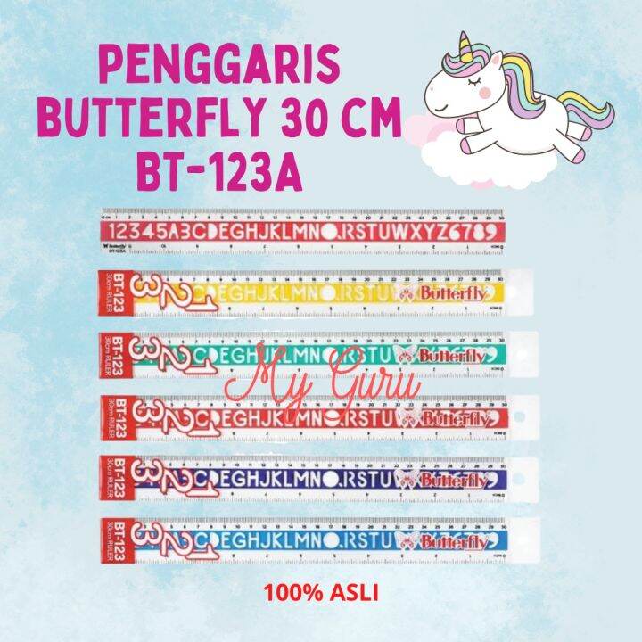 [PCS] PENGGARIS / GARISAN BUTTERFLY 30 CM BT-123A / BT-123B WARNA ...