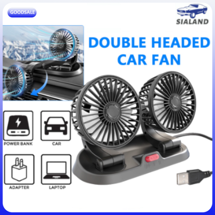 【Fast Delivery】Double-head Car Car Fan 12V And 24V 360 ° Rotatable ...
