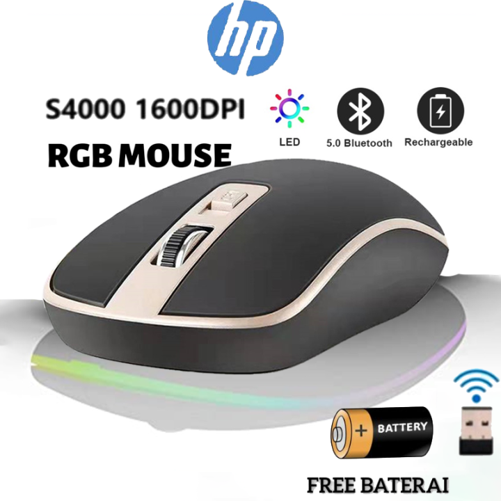 HP S4000 Silent Wireless Mouse Optical Portable Mute Button Business ...